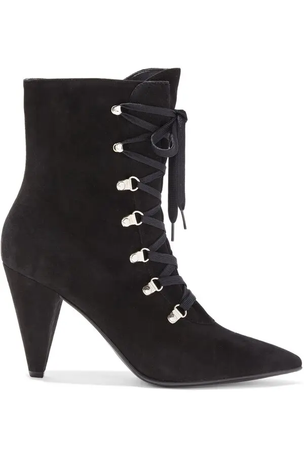 GIANVITO ROSSI Waterloo 85 Lace-up Suede Ankle Boots - Black