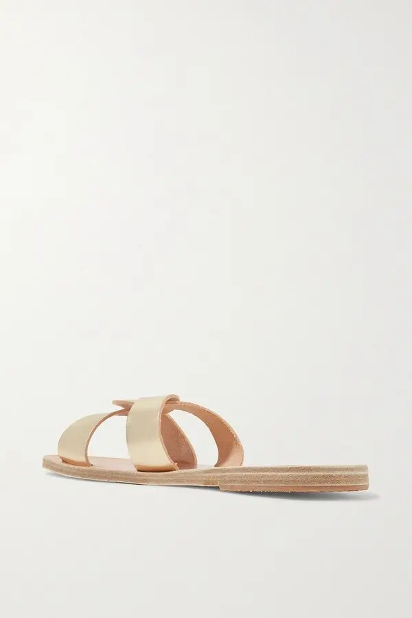 ANCIENT GREEK SANDALS Desmos Cutout Metallic Leather Slides - Gold