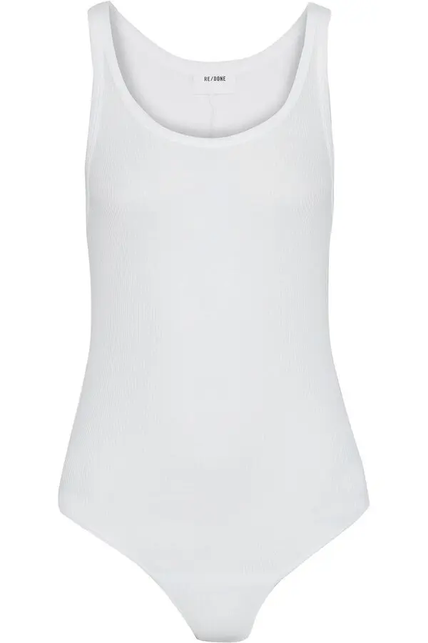 RE/DONE Ribbed Cotton Bodysuit - White