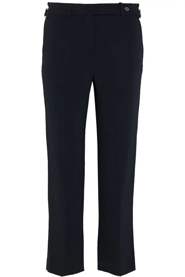 Red Valentino Crepe Straight-leg Pants With Buckled Waist Tabs - Black