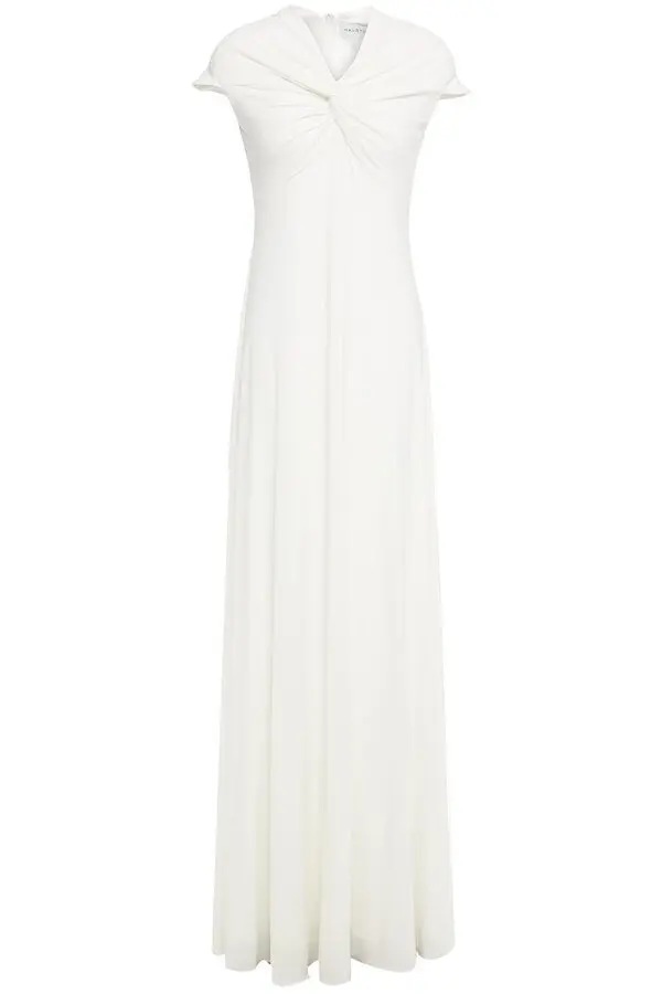 Halston Scarlet Twist-front Stretch-jersey Gown - Off-white