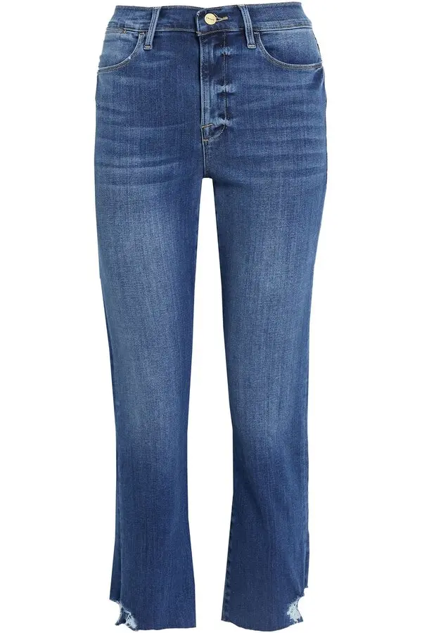 FRAME Le High Straight Cropped Jeans - Mid Denim