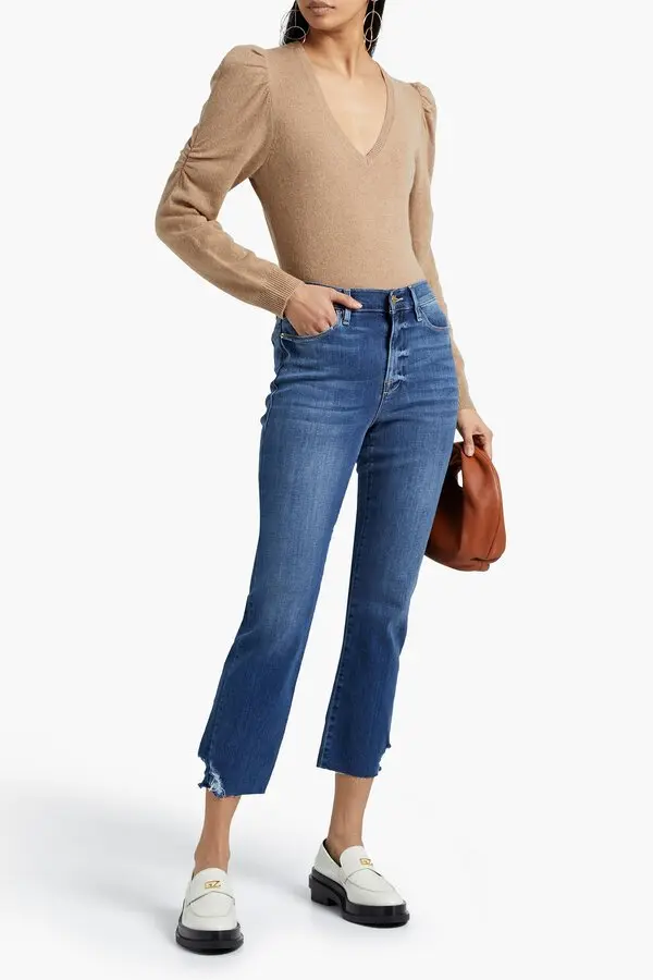 FRAME Le High Straight Cropped Jeans - Mid Denim