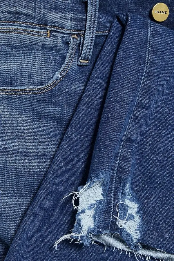 FRAME Le High Straight Cropped Jeans - Mid Denim