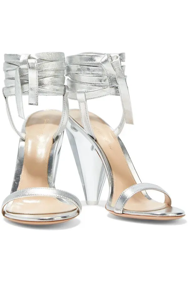 GIANVITO ROSSI Palace Metallic Leather Sandals