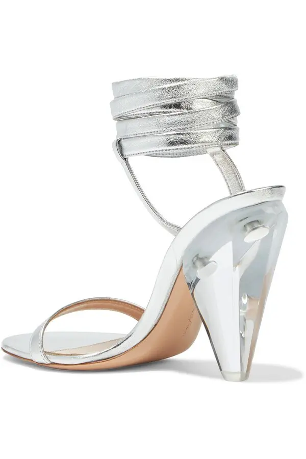 GIANVITO ROSSI Palace Metallic Leather Sandals