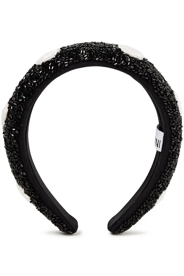 Ganni Beaded Twill Headband In Black - 50% Off | Editorialist