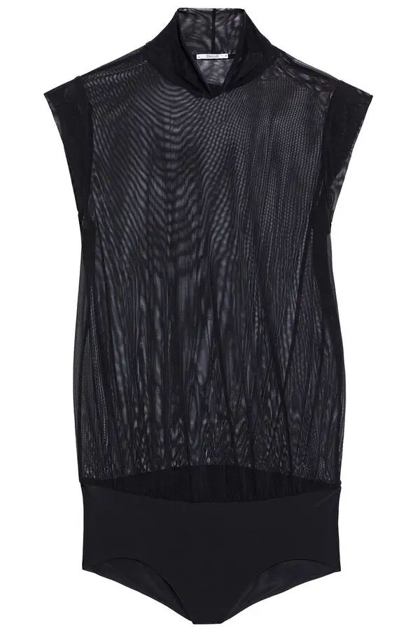 Wolford Stretchtulle And Jersey Turtleneck Bodysuit - Black