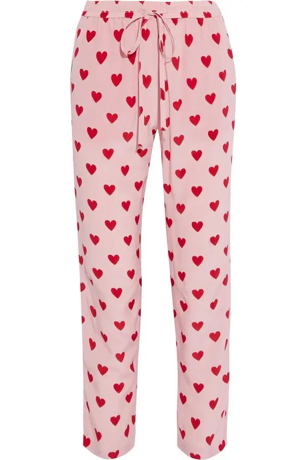 Red Valentino Cropped Printed Silk Crepe De Chine Straightleg Pants - Baby Pink