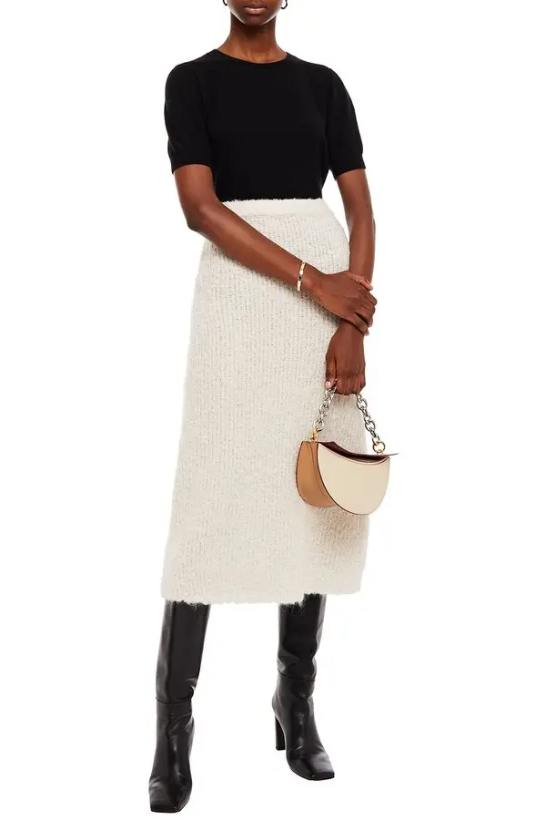 TOTEME Nevis Bouclé Knit Midi Skirt - Ivory