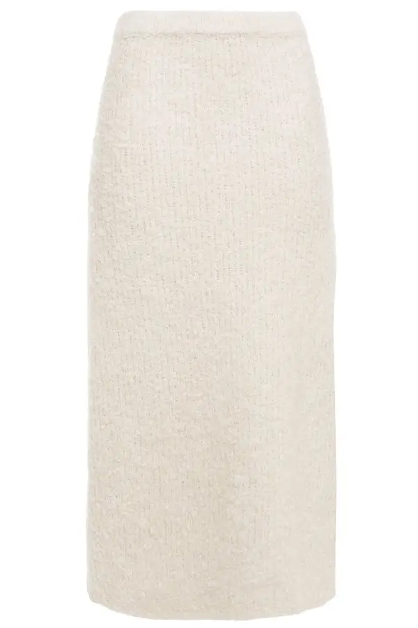 TOTEME Nevis Bouclé Knit Midi Skirt - Ivory