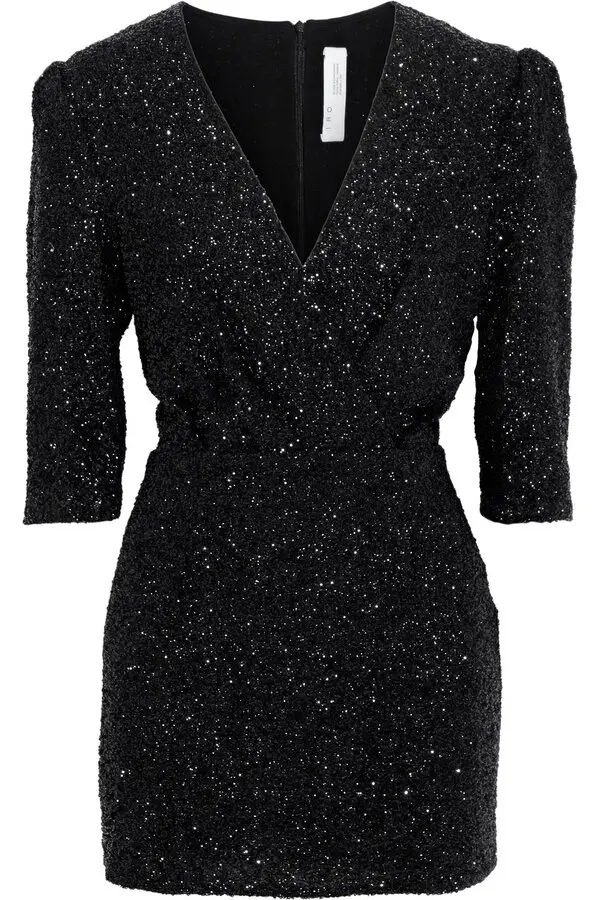 IRO PARIS Justify Wrapeffect Sequined Crepe Mini Dress - Black
