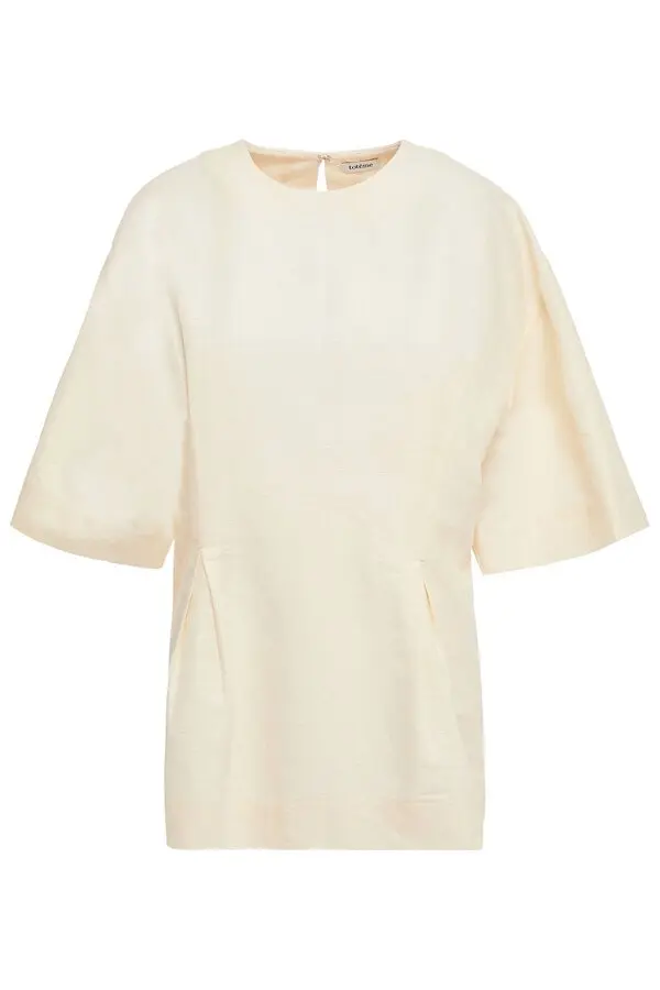TOTEME Loano Pleated Cotton And Linenblend Shantung Top - Cream