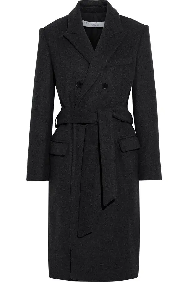 IRO PARIS Is Doublebreasted Belted Woolblend Felt Coat - Charcoal