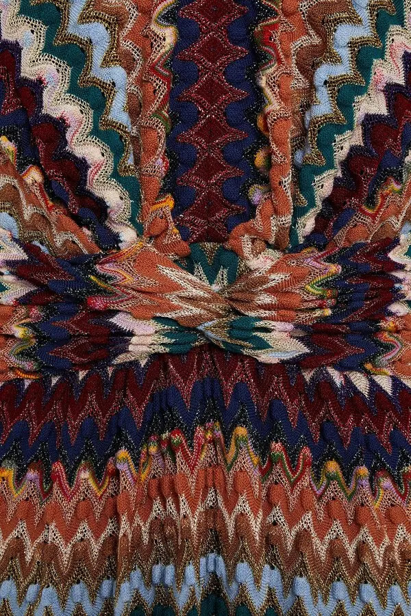 Missoni Twistfront Metallic Crochetknit Woolblend Midi Dress