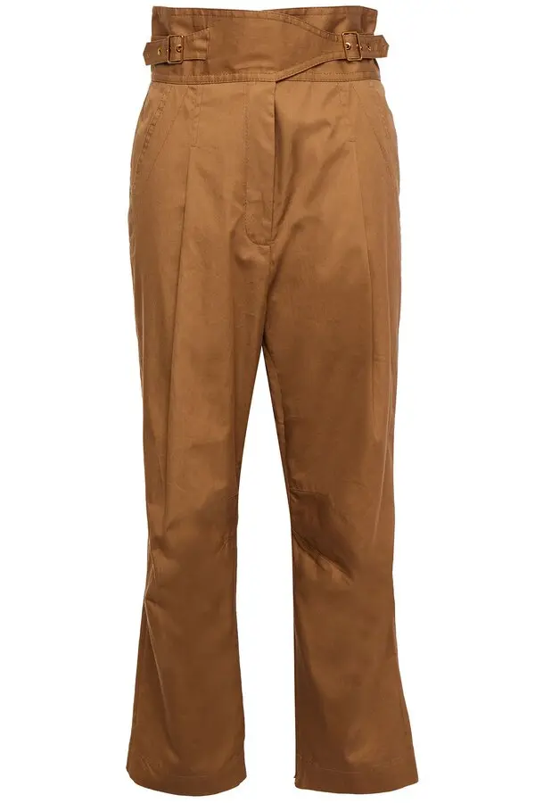Zimmermann Ladybeetle Cropped Cotton-twill Straight-leg Pants - Camel