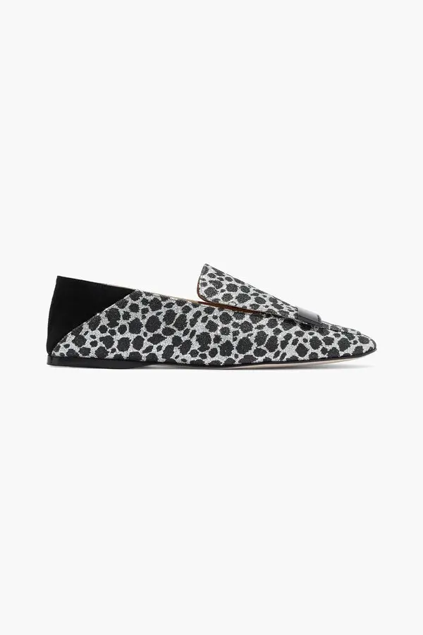 SERGIO ROSSI Sr1 Glittered Leopard-print Loafers - Black