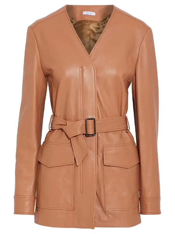 Iris & Ink Brigitte Belted Leather Jacket