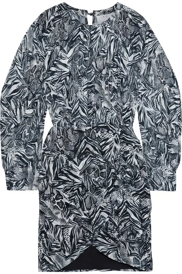 IRO PARIS Fenian Printed Fil Coupé Metallic Georgette Mini Dress - Black