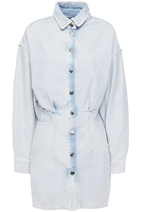 IRO PARIS Raffa Bleached Denim Mini Shirt Dress - Light Denim