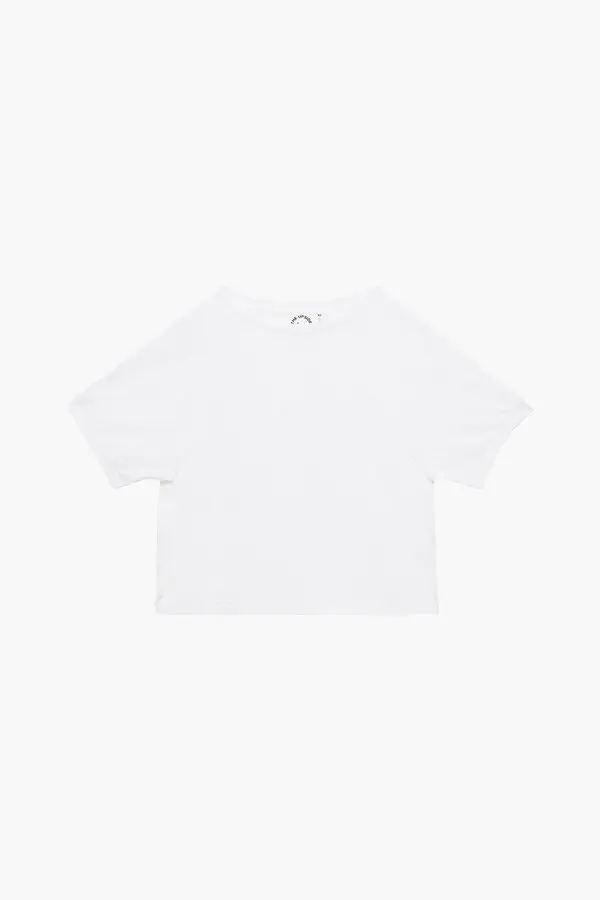 The Upside Cropped Printed Cotton And Linen-blend T-shirt - Ivory
