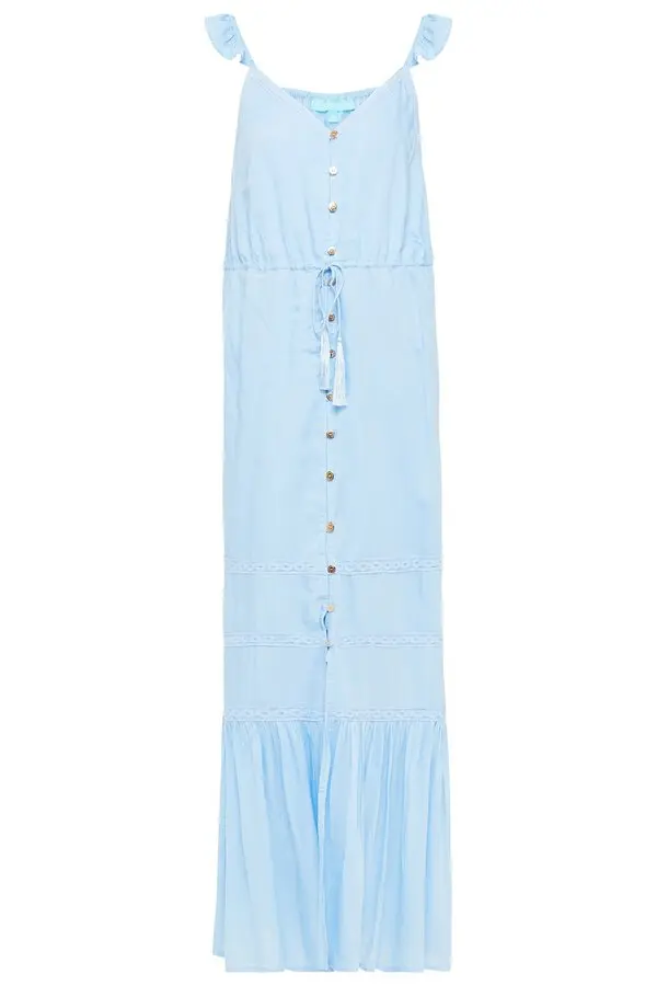 Melissa Odabash Alanna Ruffled Lacetrimmed Voile Maxi Dress - Light Blue