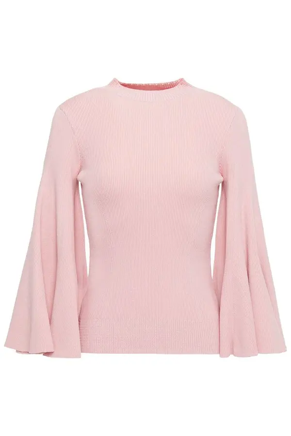 Oscar De La Renta Ribbed Silkblend Sweater - Baby Pink