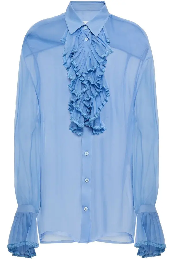 MAISON MARGIELA Ruffled Silkcrepon Blouse