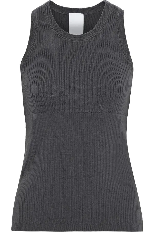 Reebok X Victoria Beckham Ribbed Wool-blend Tank - Dark Gray