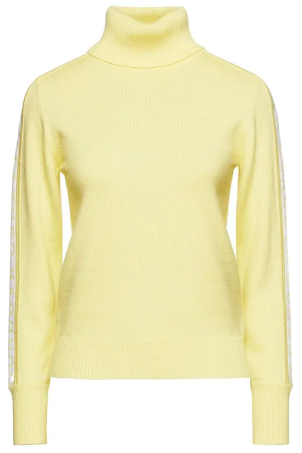 Cordova Merino Wool Jacquard Trim Turtleneck Sweater - Pastel Yellow