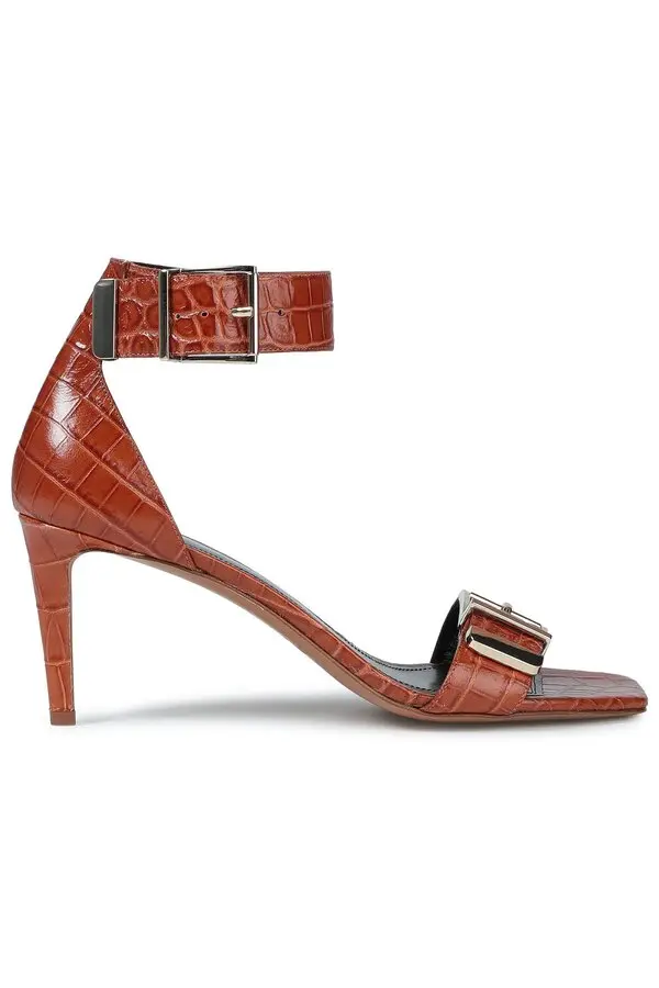 Zimmermann Buckled Croceffect Leather Sandals - Tan