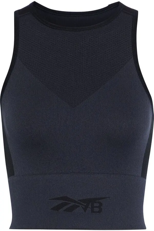 Reebok X Victoria Beckham Two-tone Stretch-jacquard Cropped Tank - Dark Gray