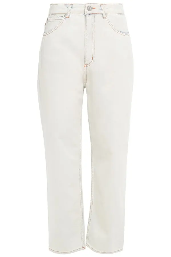 Sandro Bleached Zebra Print High-rise Straight-leg Jeans - Ivory