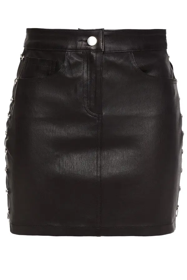 Amiri Chain-trimmed Leather Mini Skirt - Black