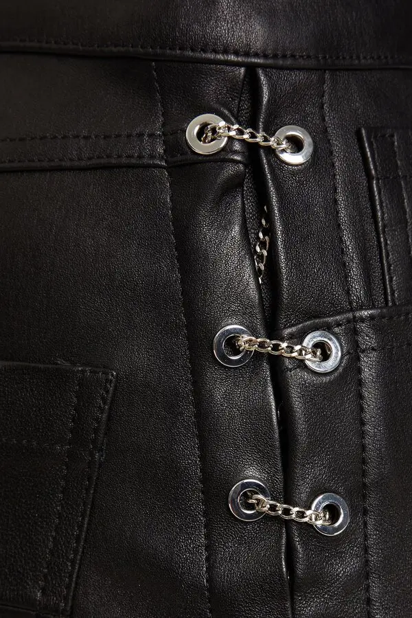 Amiri Chain-trimmed Leather Mini Skirt