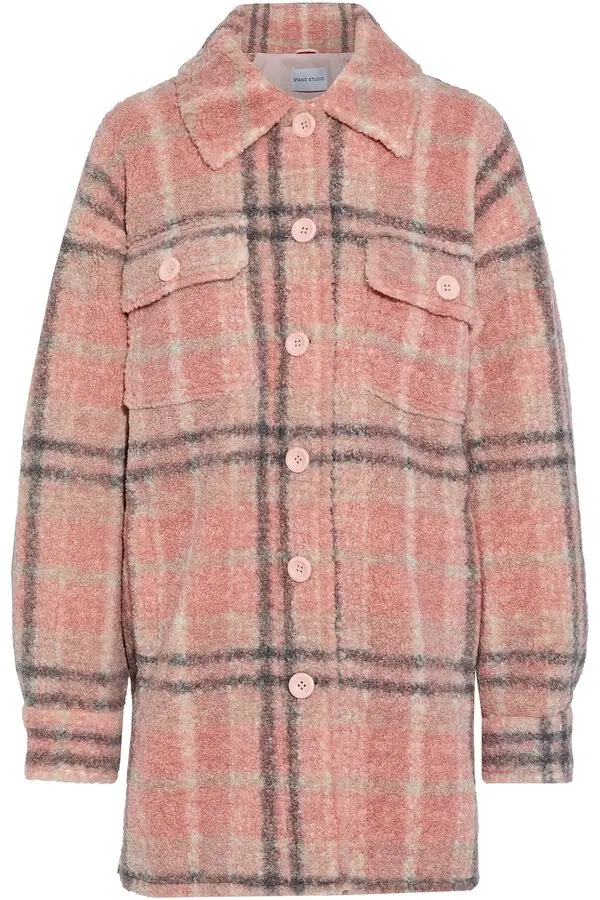 STAND STUDIO Sabi Checked Faux Shearling Jacket