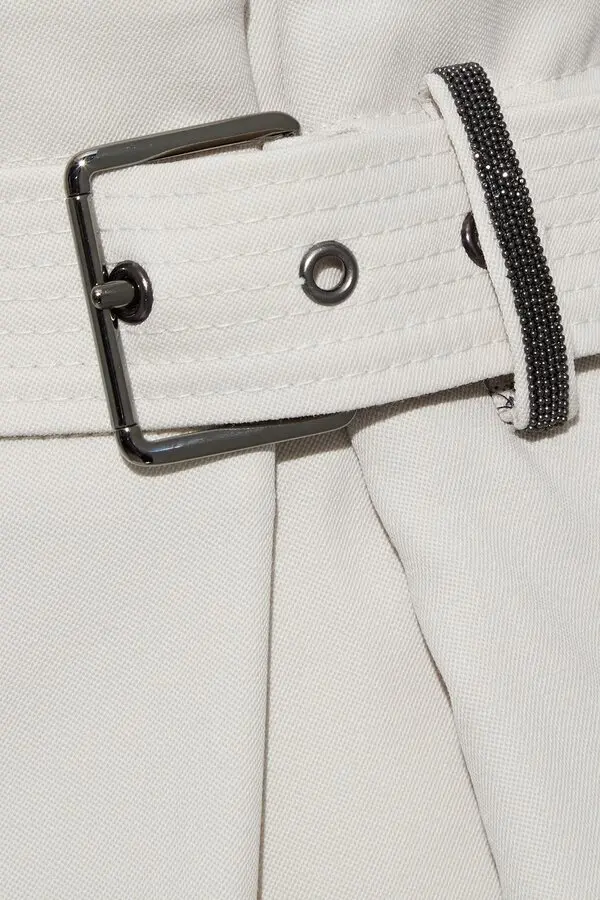 Brunello Cucinelli Cropped Belted Wool Wide-leg Pants