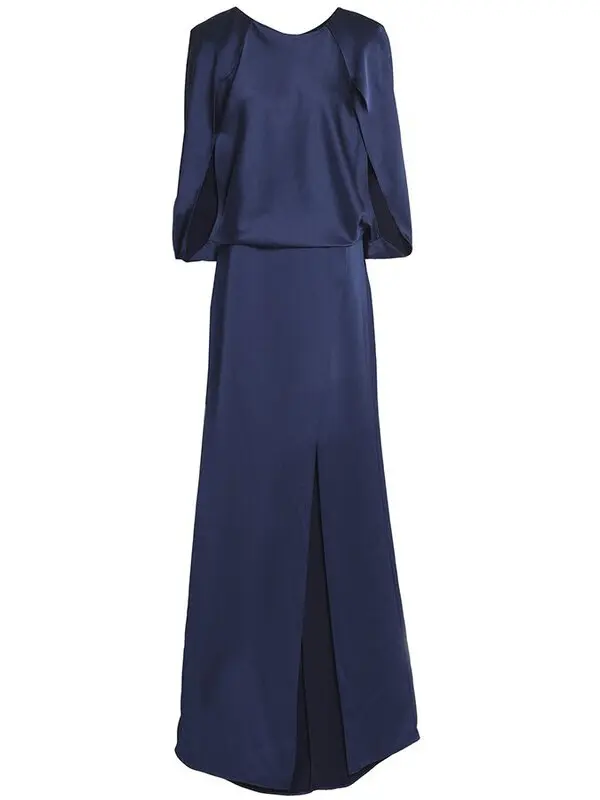 Halston Layered Draped Satin Gown