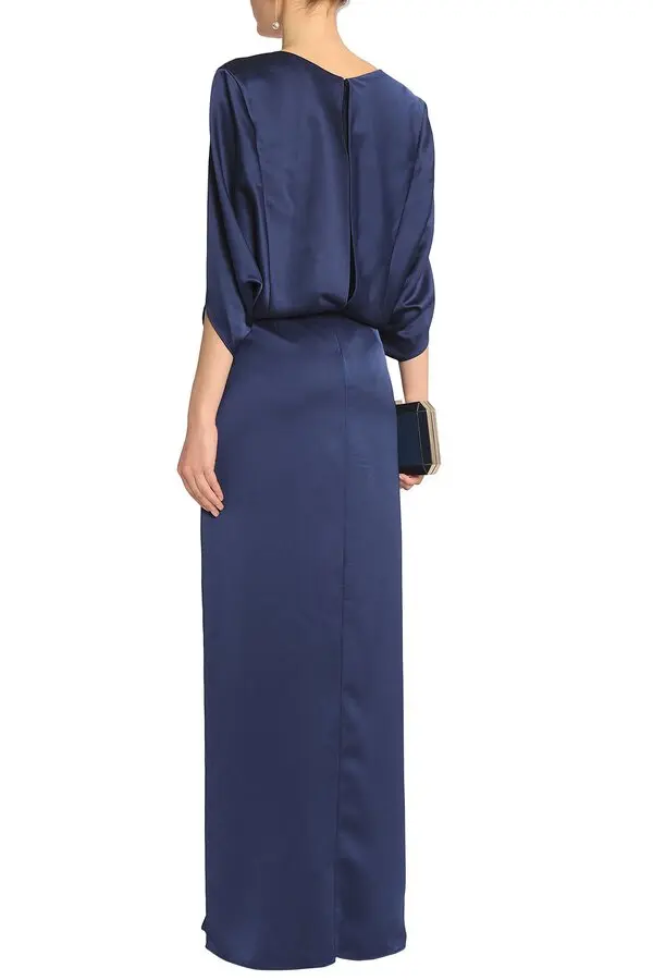 Halston Layered Draped Satin Gown