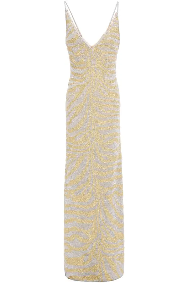herve leger white and gold dress THE METALLIC ALBA GOWN – HERVÉ LÉGER main image 0