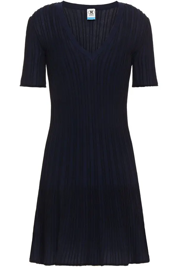 Missoni Striped Ribbed Cottonblend Mini Dress - Navy