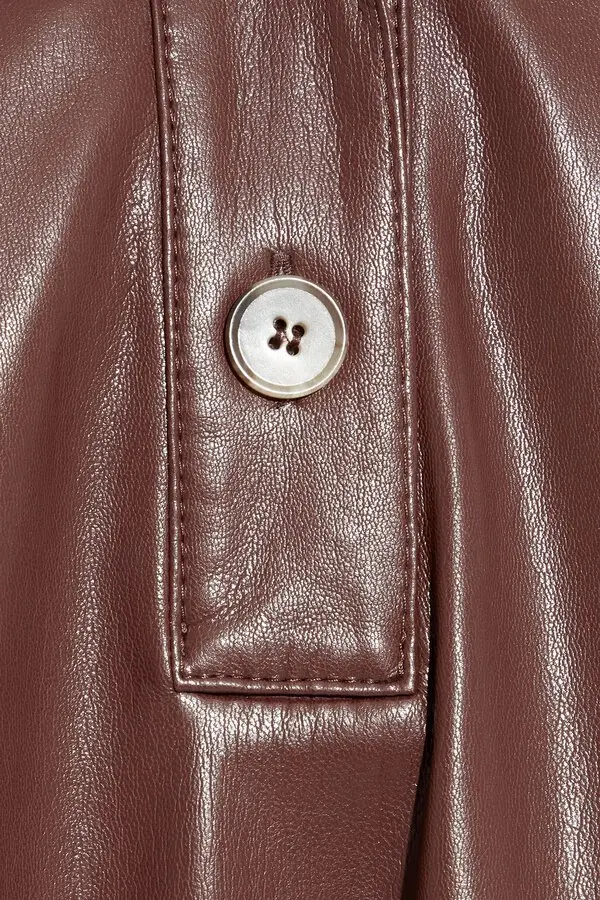 Nanushka Keiron Gathered Vegan Leather Shirt
