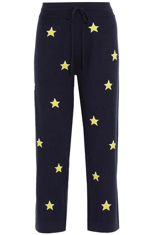 Chinti & Parker Cropped Intarsia Wool And Cashmereblend Track Pants - Black