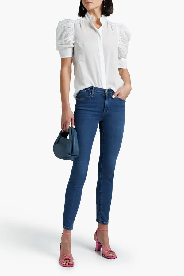 FRAME Le High Skinny High-rise Jeans - Mid Denim