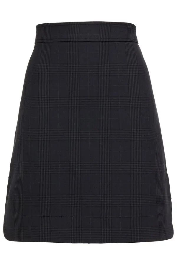 GANNI Checked Woven Mini Skirt - Anthracite