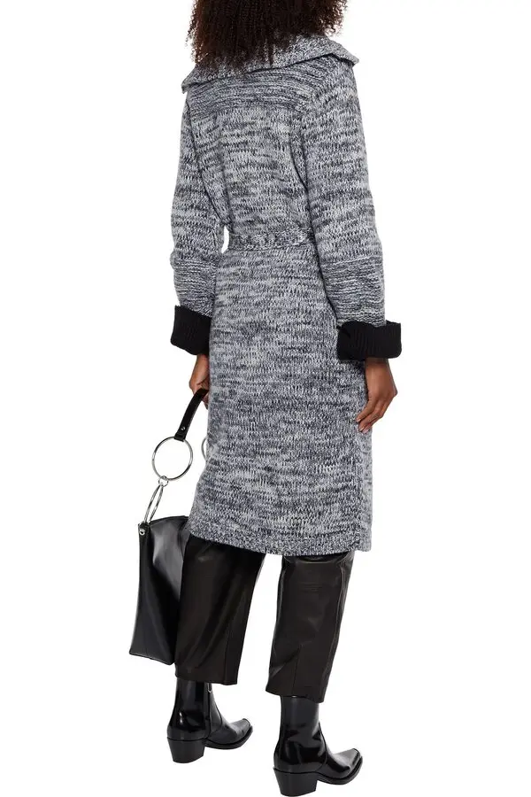 FRAME Belted Marled Woolblend Cardigan
