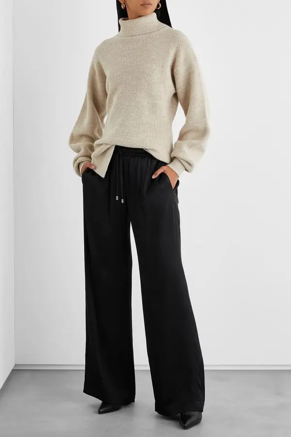 Iris & Ink Geneve Satin Wide-leg Pants