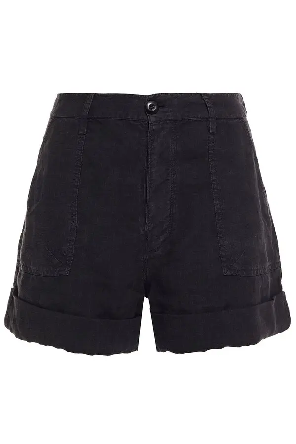FRAME Le Beau Linen Shorts - Charcoal