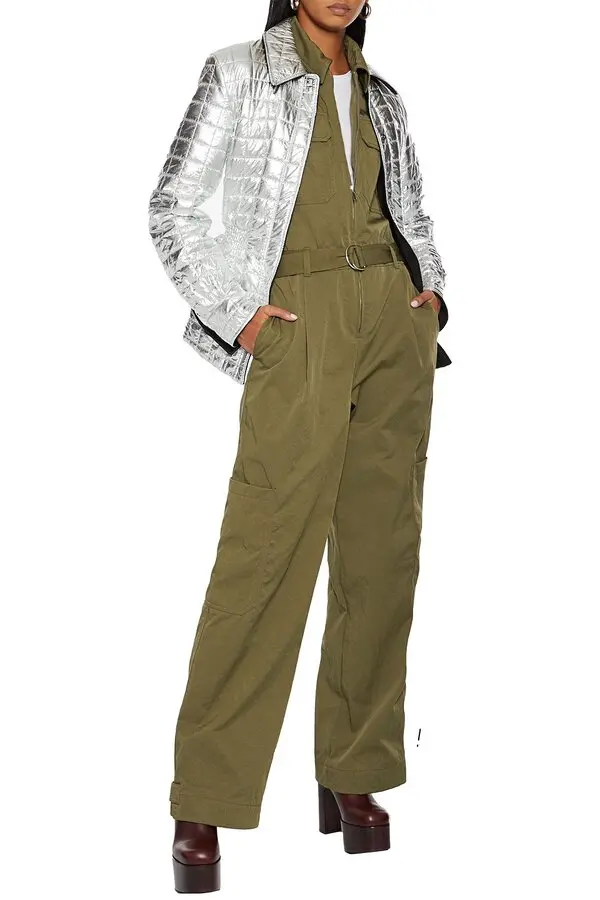 Off-White Appliquéd Metallic Quilted Cottonblend Jacket