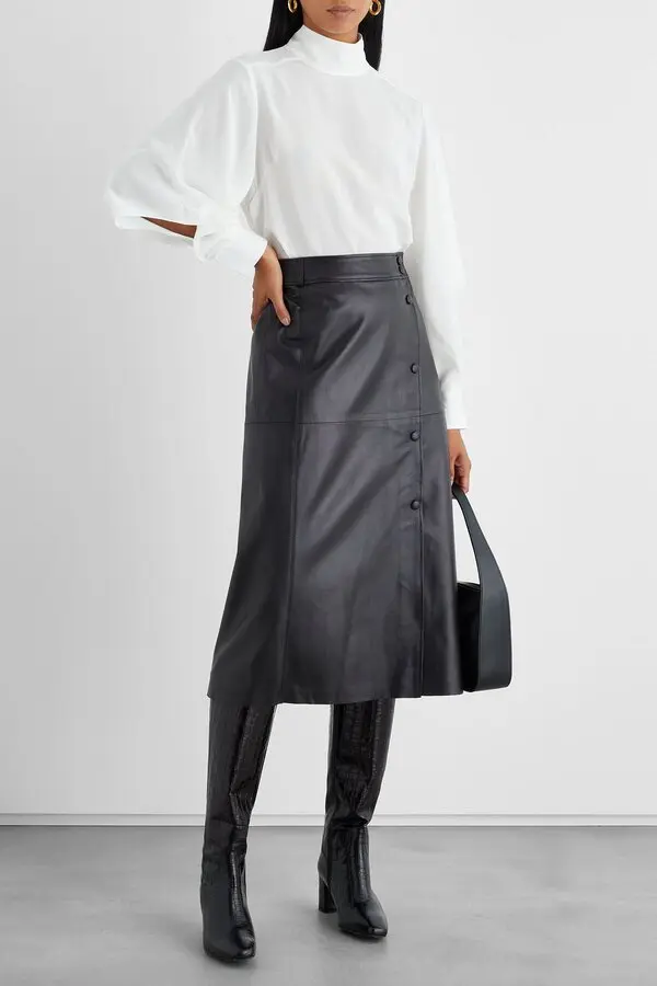 Iris & Ink Coraline Croc-effect Leather Knee Boots